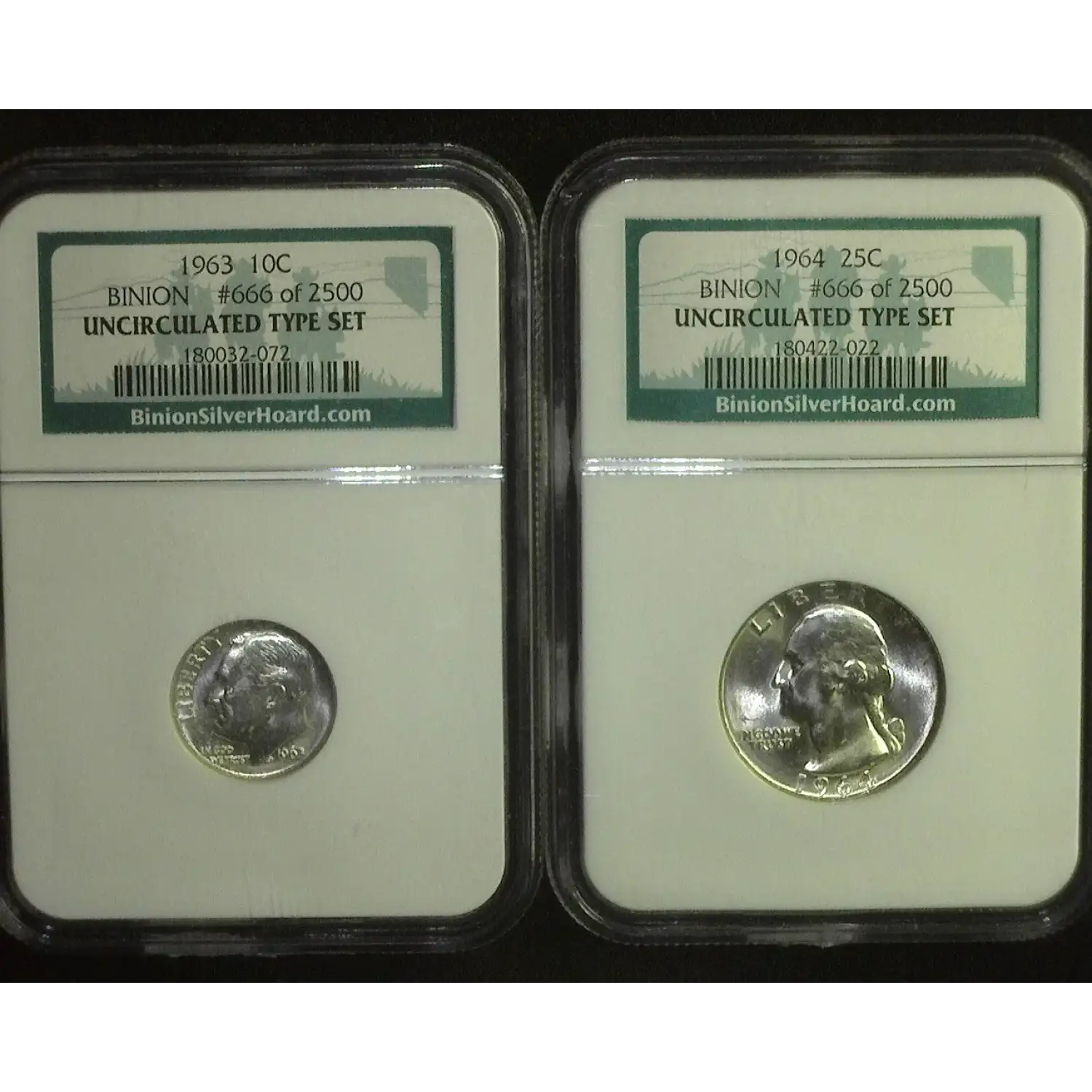 1963 2Pc BINION #666 OF 2500 NGC MS-60 BINION SET - Miller's Mint