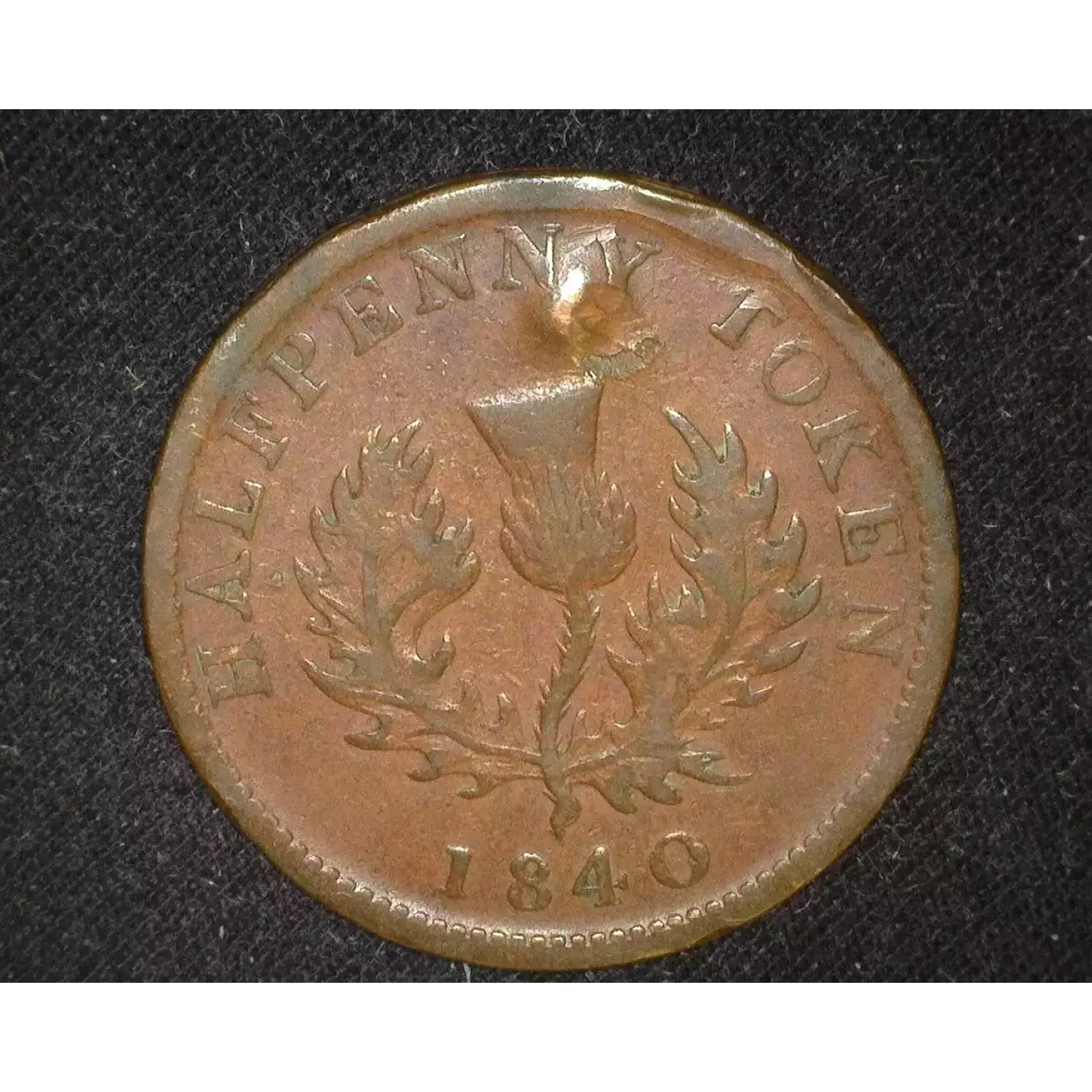 1840 canada Copper HALFPENNY TOKEN F12 Small 0 - Miller's Mint