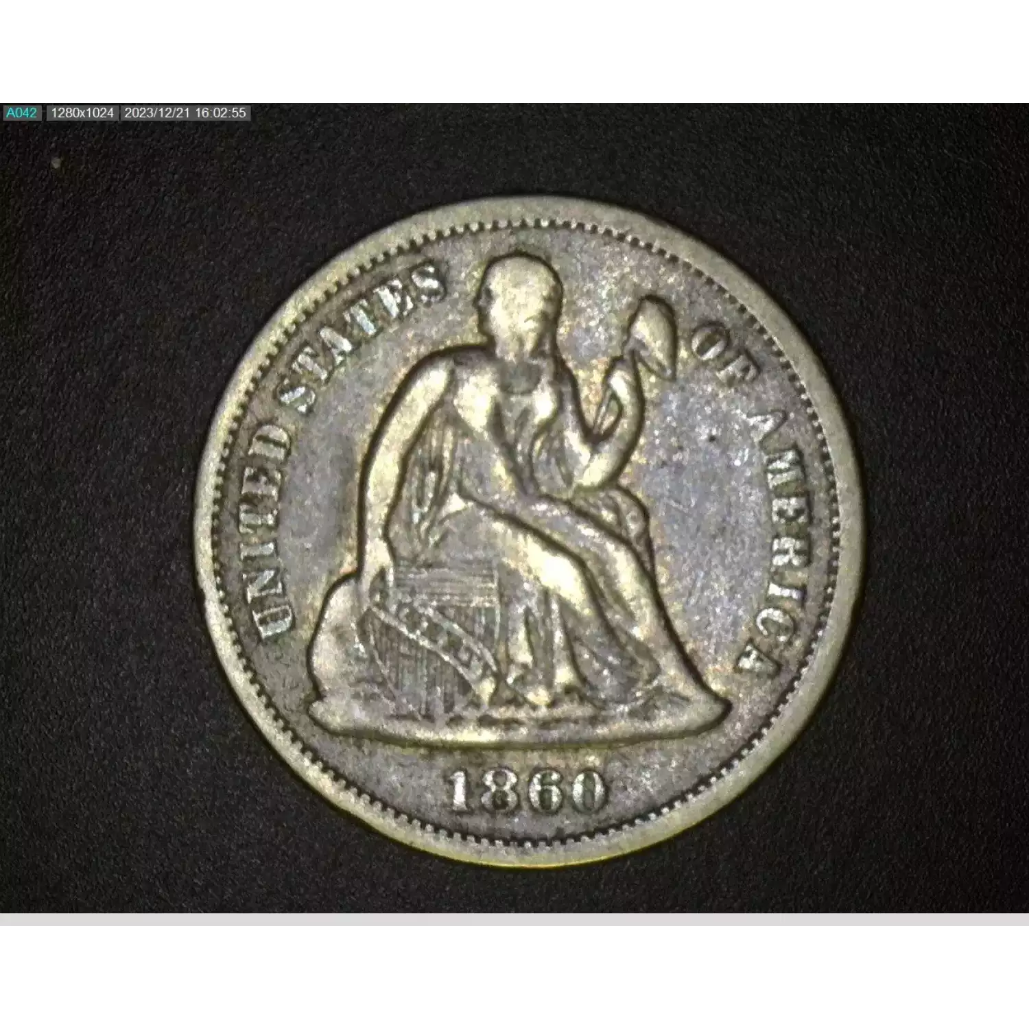 1860 Liberty Seated Dime VF30 Ty'1 Obv - Miller's Mint