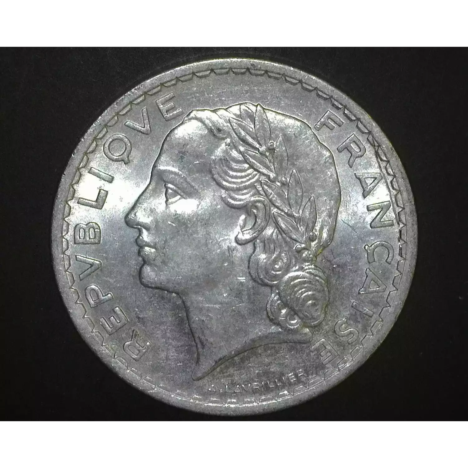 1947 FRANCE Aluminum 5 FRANCS MS62 OPEN 9 - Miller's Mint