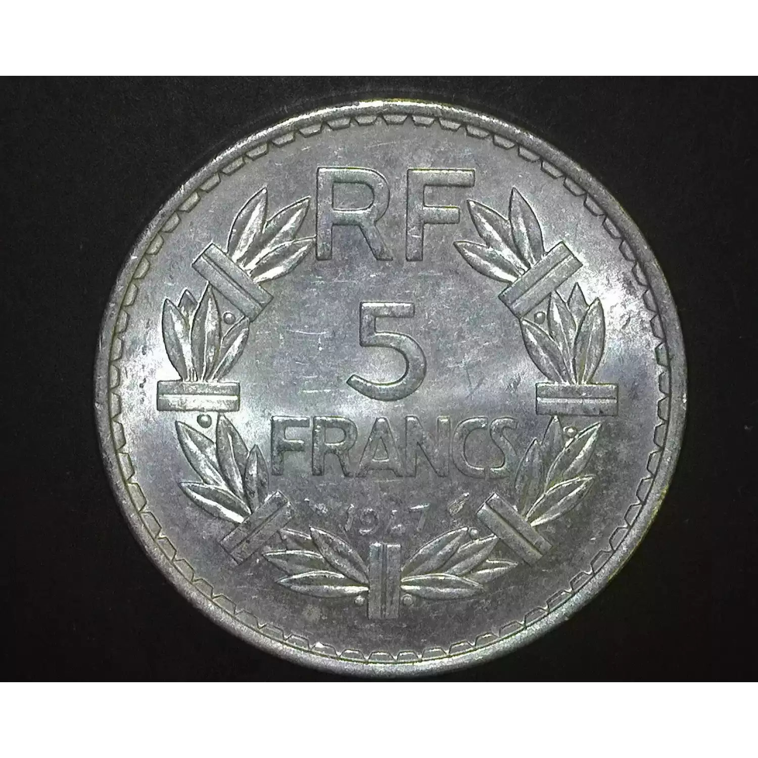 1947 FRANCE Aluminum 5 FRANCS MS62 OPEN 9 - Miller's Mint