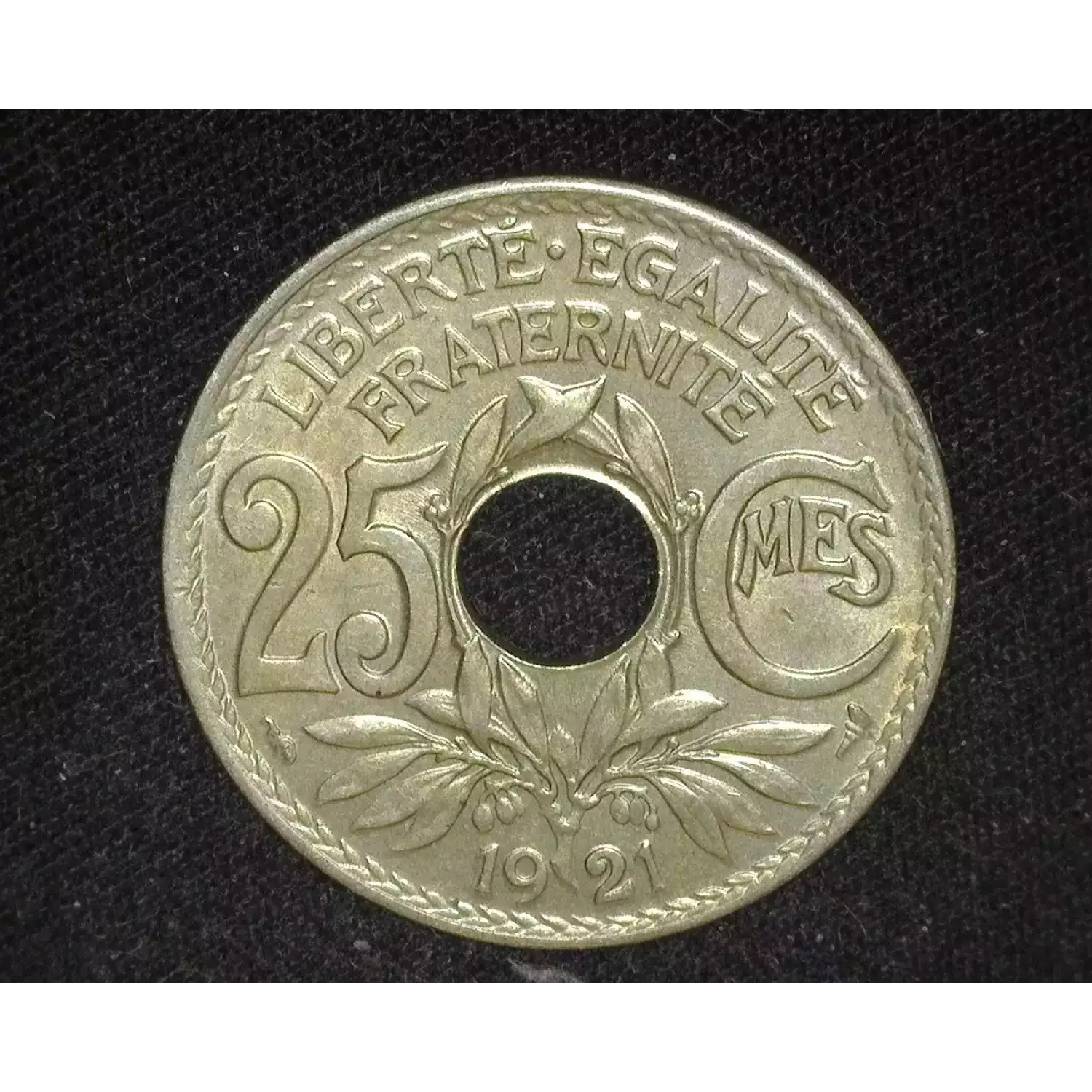 1921 FRANCE Copper-Nickel 25 CENTIMES AU58 - Miller's Mint