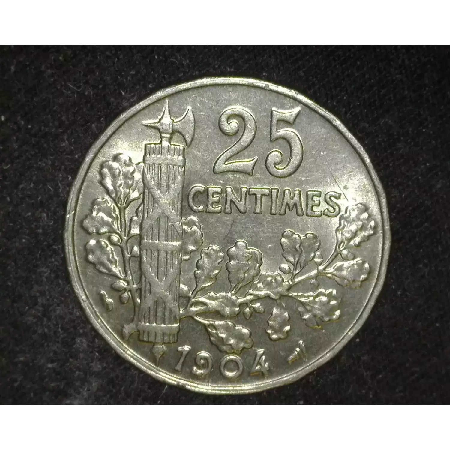 1904 FRANCE Nickel 25 CENTIMES AU50 - Miller's Mint