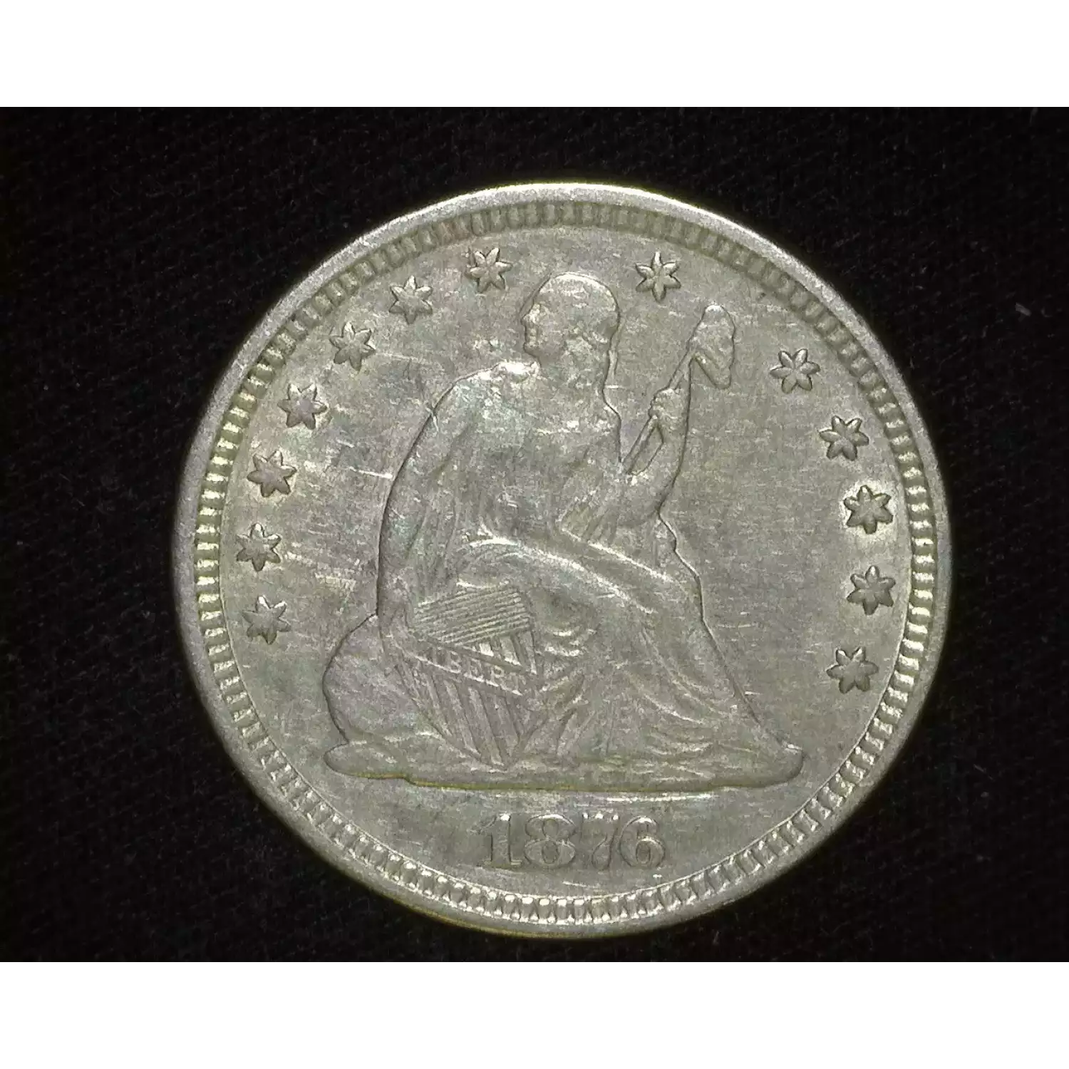 1876 Seated Liberty Quarter EF40 Ty'2 Rev - Miller's Mint