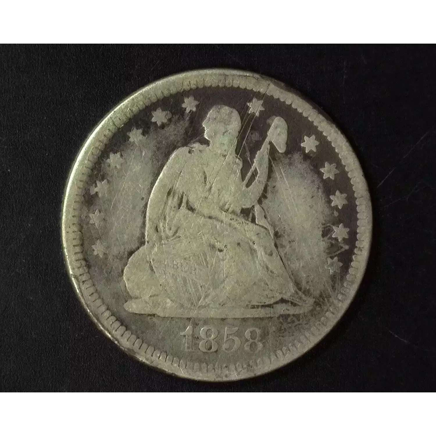 1858 Seated Liberty Quarter F12 - Miller's Mint