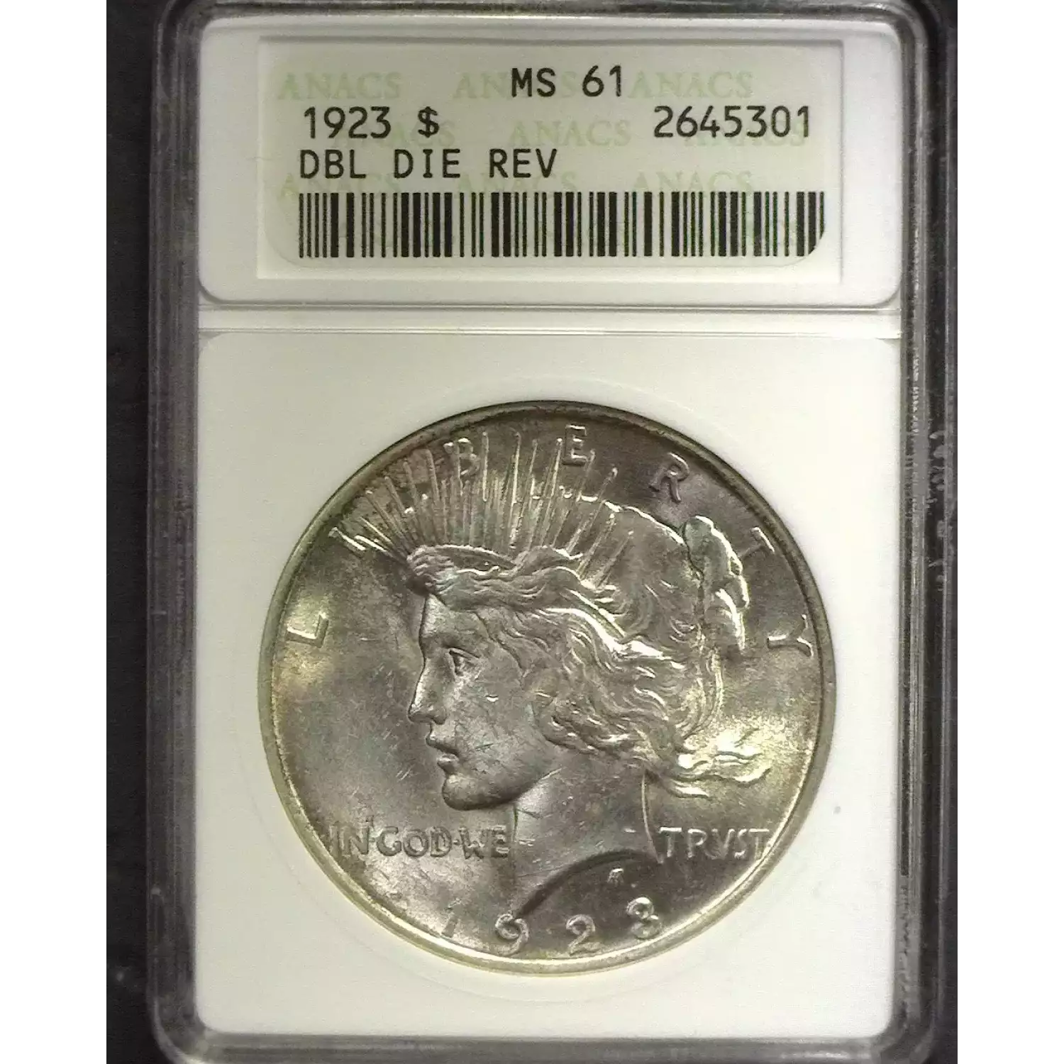 1923 Peace Silver Dollar ANACS MS-61 DDR - Miller's Mint