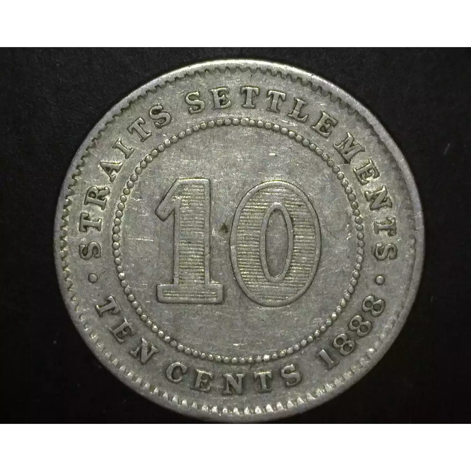 1888 STRAITS SETTLEMENTS Silver 10 CENTS VF30 - Miller's Mint