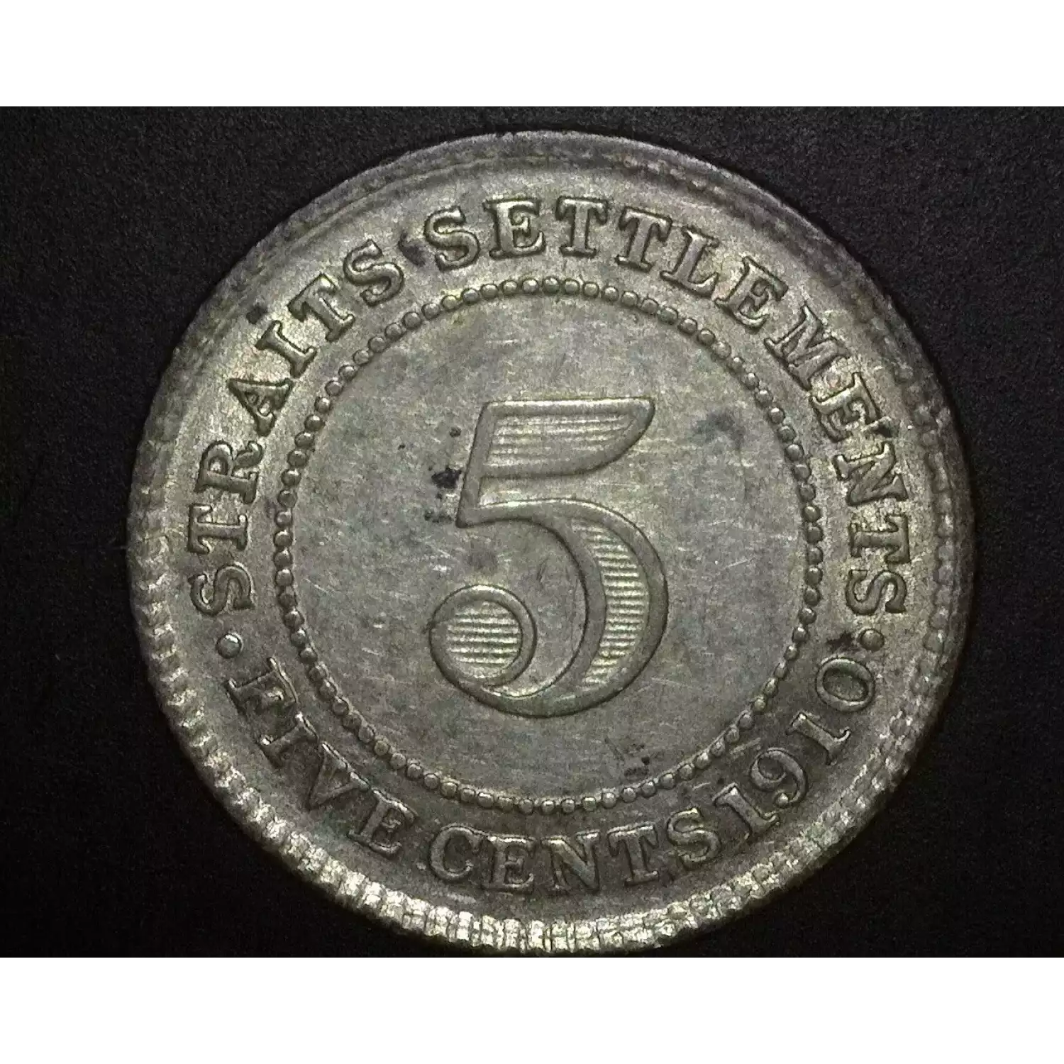 1910-B STRAITS SETTLEMENTS Silver 5 CENTS EF40 - Miller's Mint