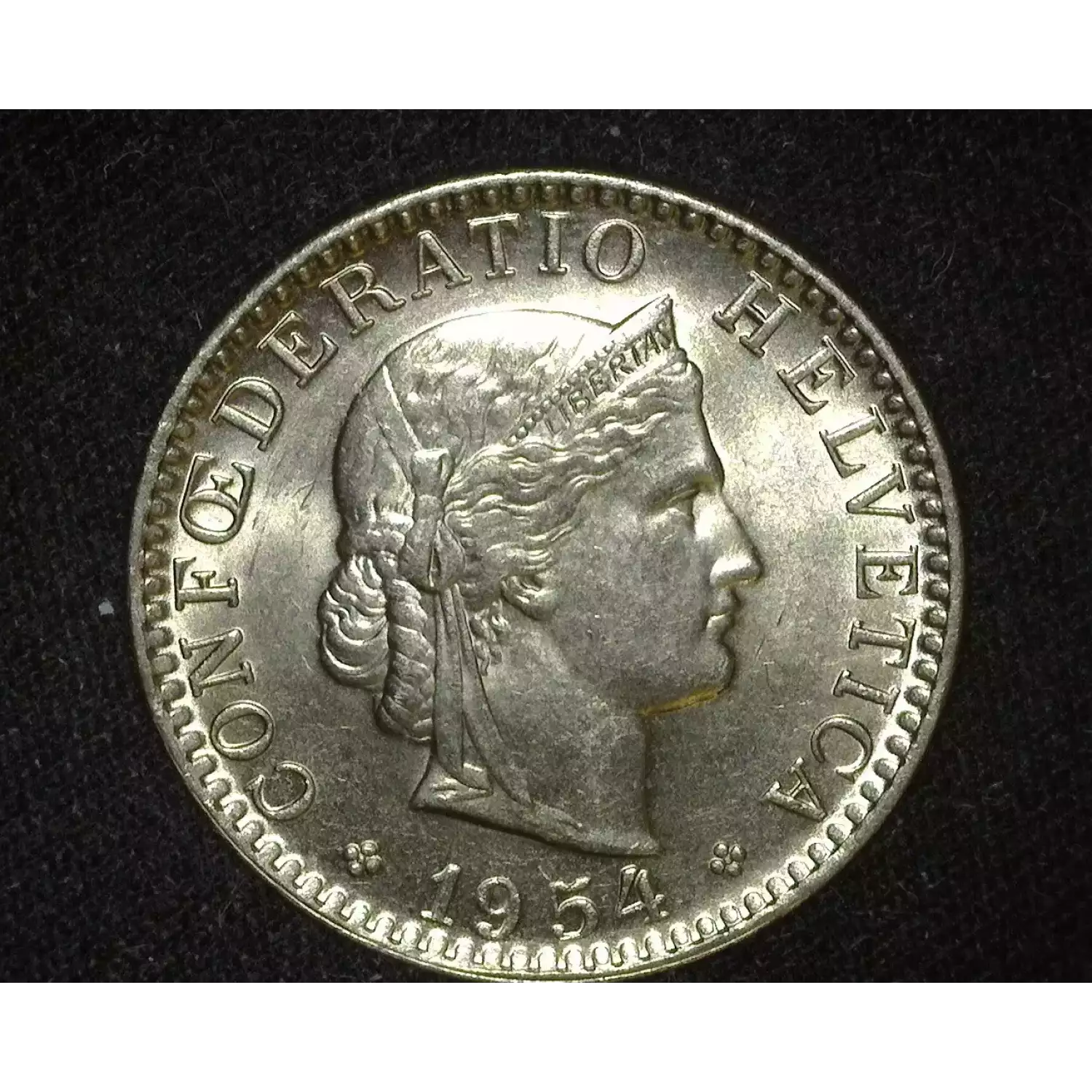 1954-B SWITZERLAND Copper-Nickel 20 RAPPEN MS62 - Miller's Mint