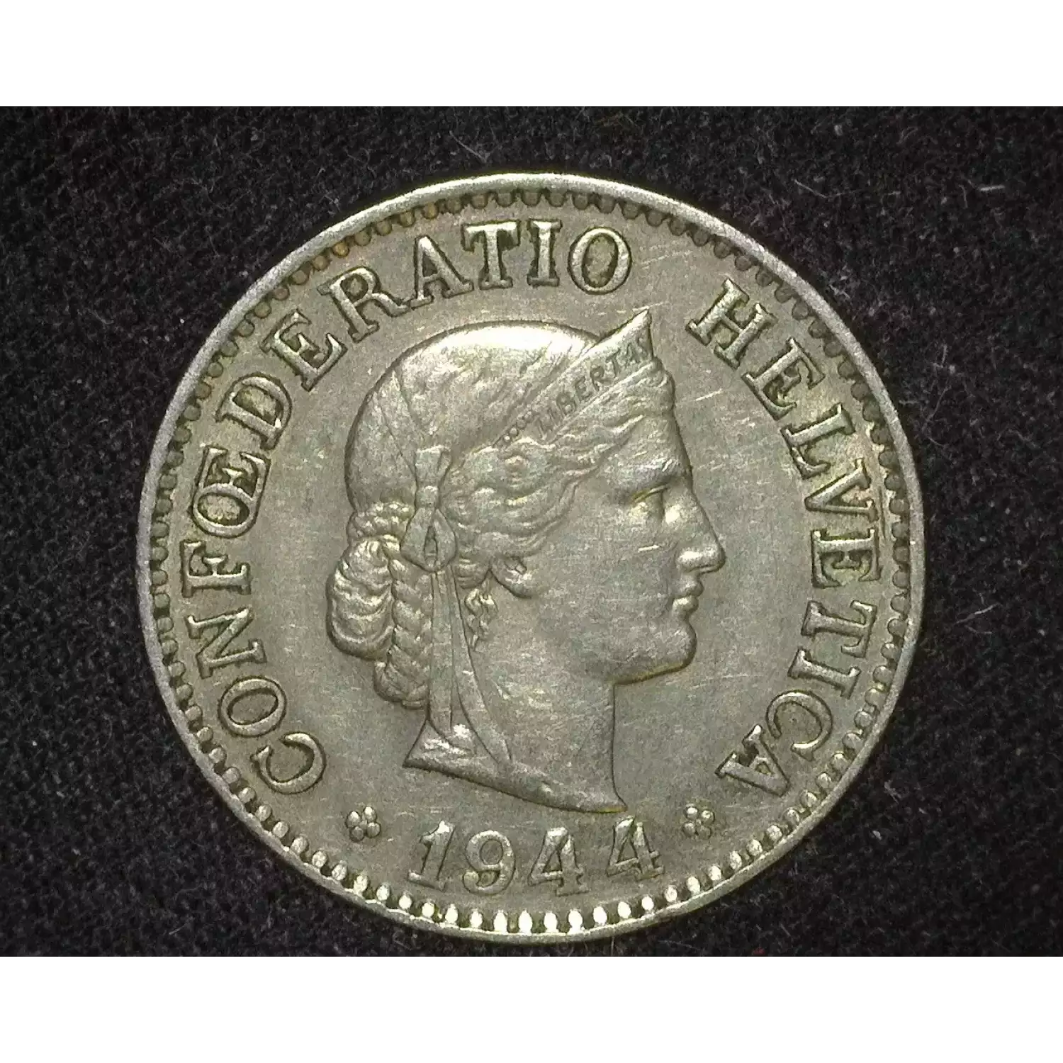 1944-B SWITZERLAND Nickel 10 RAPPEN EF40 - Miller's Mint