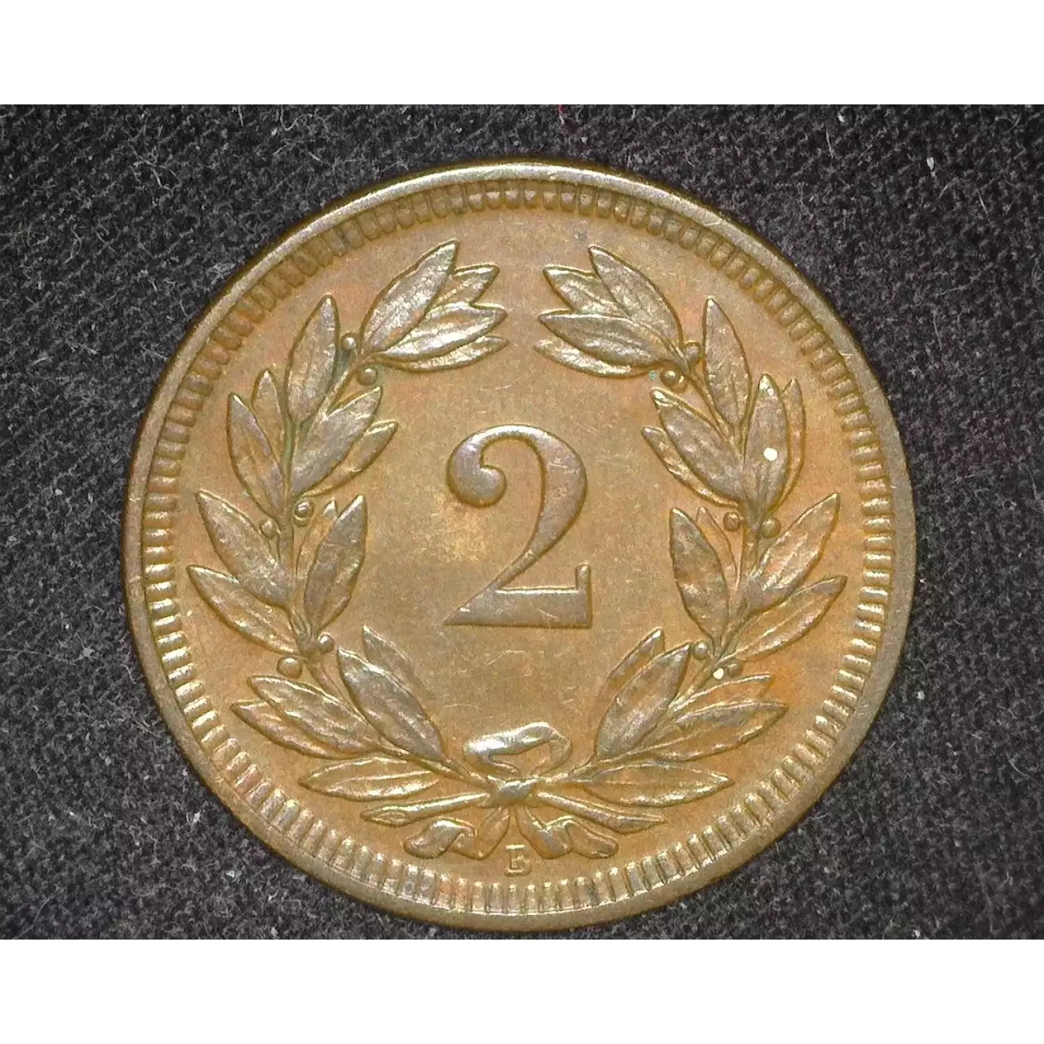 1899-B SWITZERLAND Bronze 2 RAPPEN AU58 - Miller's Mint